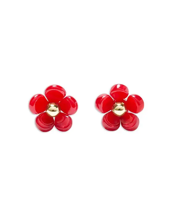 Kate Spade New York Summer Daze Flower Clip On Stud Earrings - Red