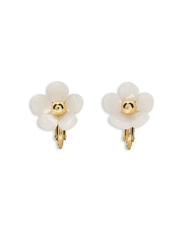 Kate Spade New York Summer Daze Flower Clip On Stud Earrings - White