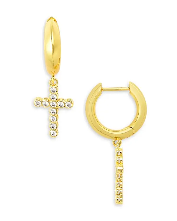 Kendra Scott Cross Crystal Huggie Earrings - Gold