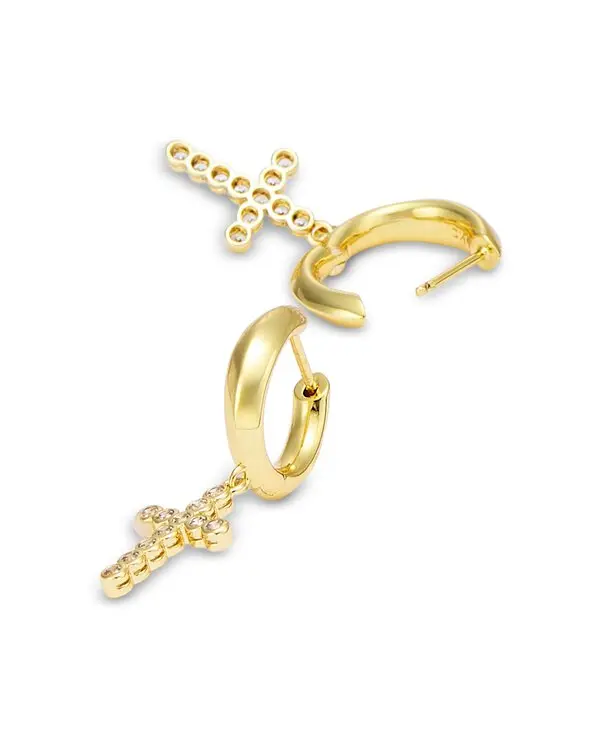 Kendra Scott Cross Crystal Huggie Earrings - Gold