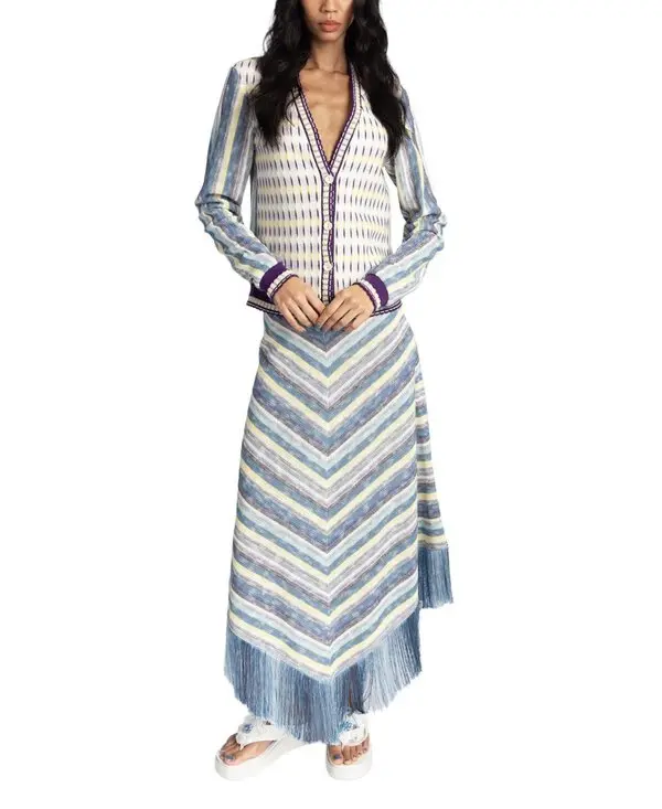 Anna Sui Serape Knit Fringe Skirt