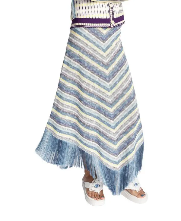 Anna Sui Serape Knit Fringe Skirt