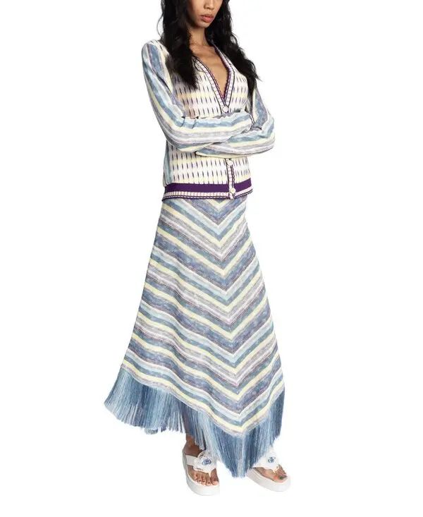 Anna Sui Serape Knit Fringe Skirt