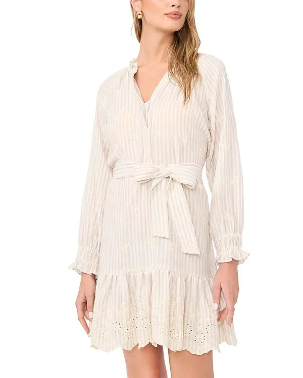 Vince Camuto Ruffled Puffed Sleeve Mini Dress - Birch