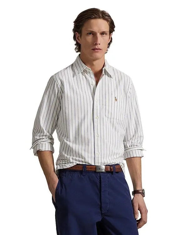 Polo Ralph Lauren Classic Fit Stripe Oxford Shirt - White/blue