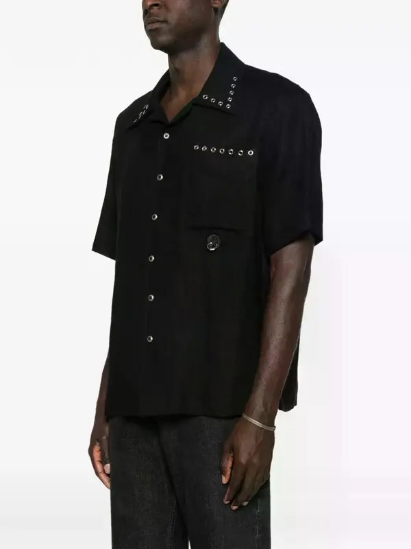 John Richmond Eyelet-embellished Short-sleeve Shirt