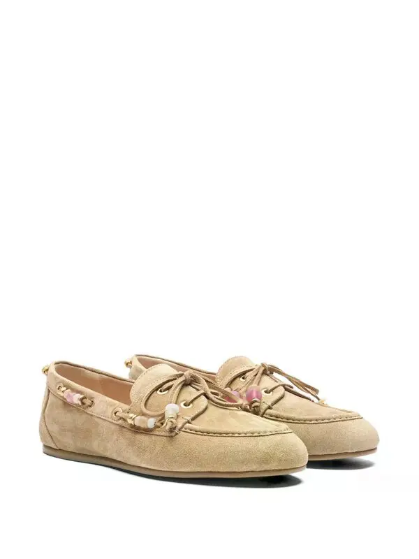 STUART WEITZMAN Majorca Tinsley Bead-embellished Loafers - Neutrals