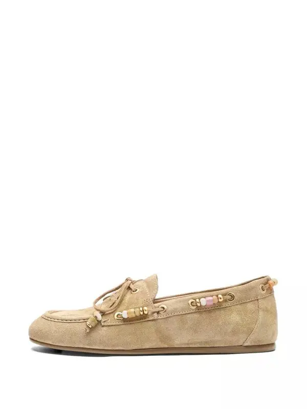 STUART WEITZMAN Majorca Tinsley Bead-embellished Loafers - Neutrals