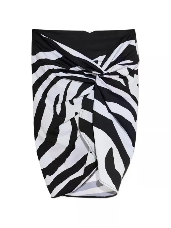 Balmain Zebra-print Mini Skirt With Twisted Detail - White
