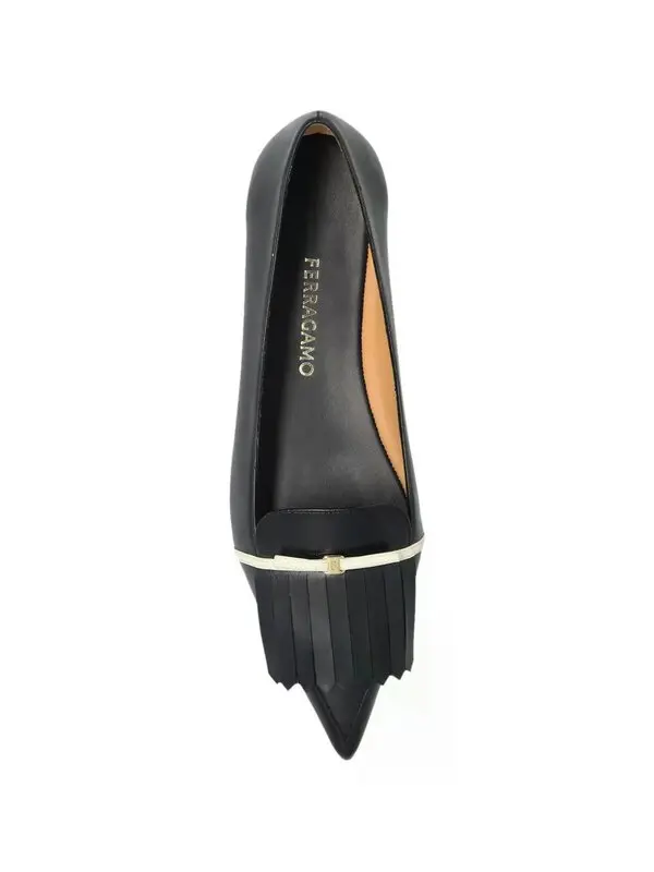 FERRAGAMO Fringed Pointed-toe Ballet Flats