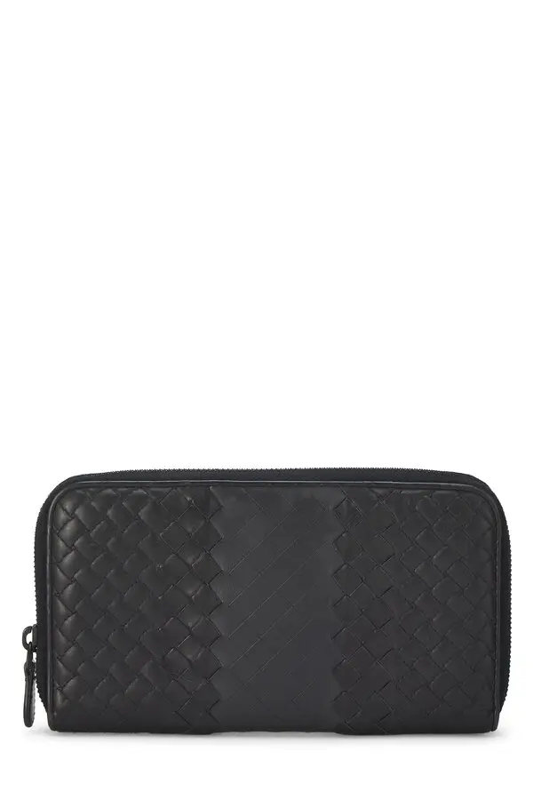 Bottega Veneta Intrecciato Zip Around Wallet - Navy