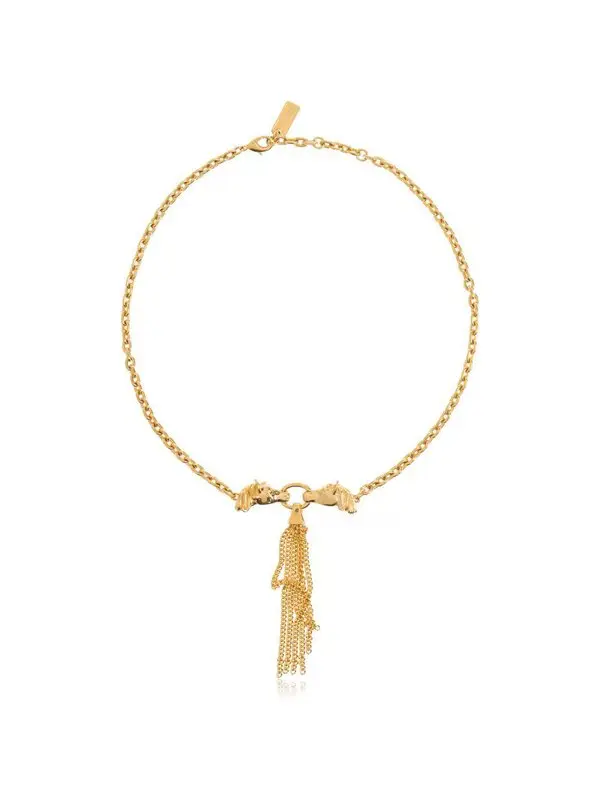 Chloé Chain Necklace With Horse-head Motif And Tassel - Gold