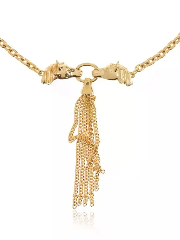 Chloé Chain Necklace With Horse-head Motif And Tassel - Gold