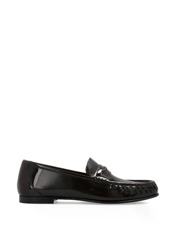 Chloé Logo-appliqué Leather Loafers - Brown