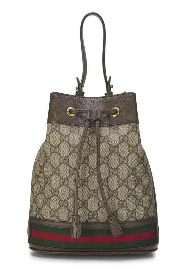 Gucci Gg Supreme Canvas Ophidia Bucket Bag - Brown