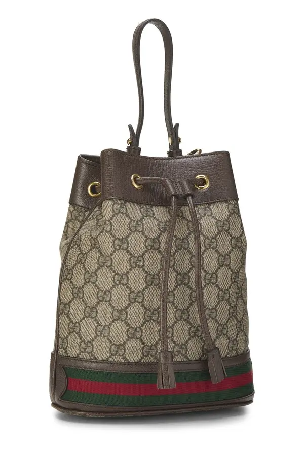 Gucci Gg Supreme Canvas Ophidia Bucket Bag - Brown