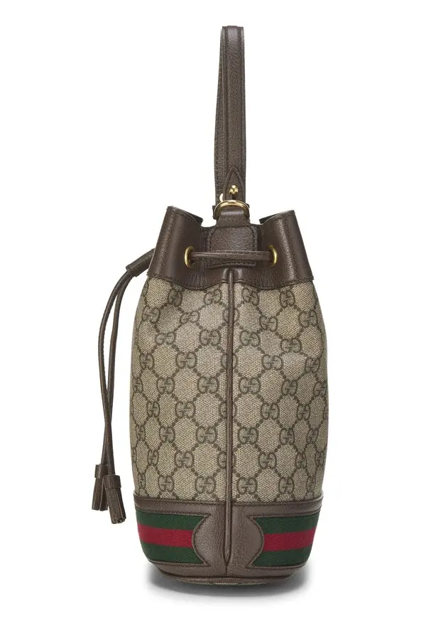 Gucci Gg Supreme Canvas Ophidia Bucket Bag - Brown