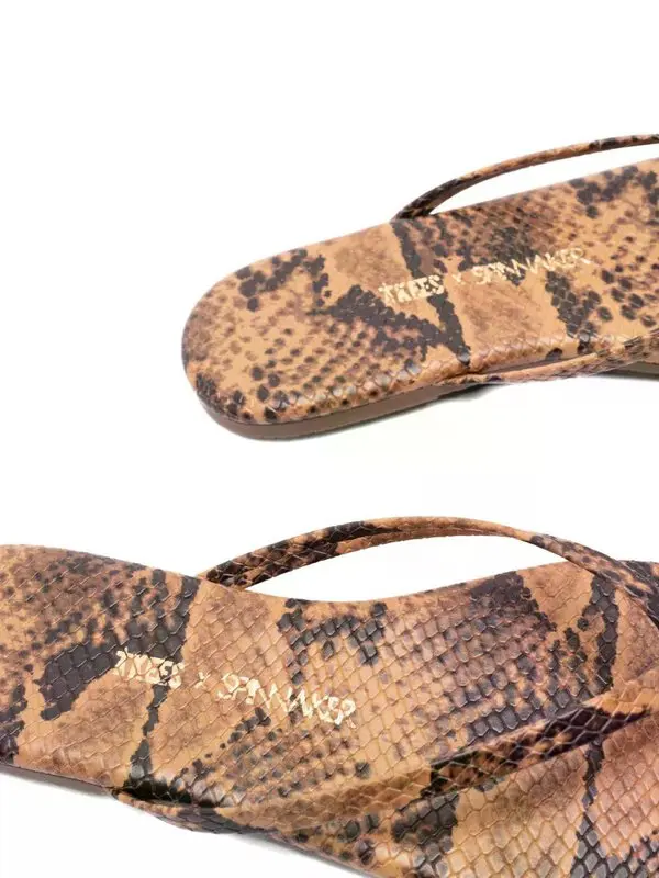 Tkees Lily Snake-effect Slippers - Neutrals