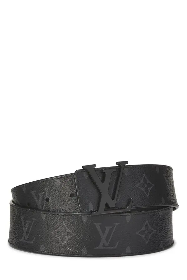 LOUIS VUITTON Monogram Eclipse Initiales Ceinture 90 - Grey