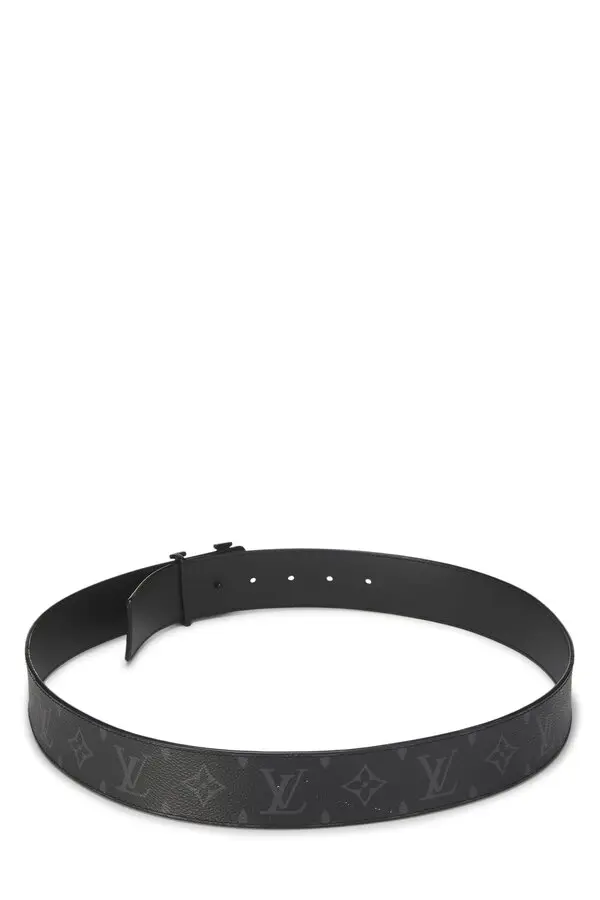 LOUIS VUITTON Monogram Eclipse Initiales Ceinture 90 - Grey