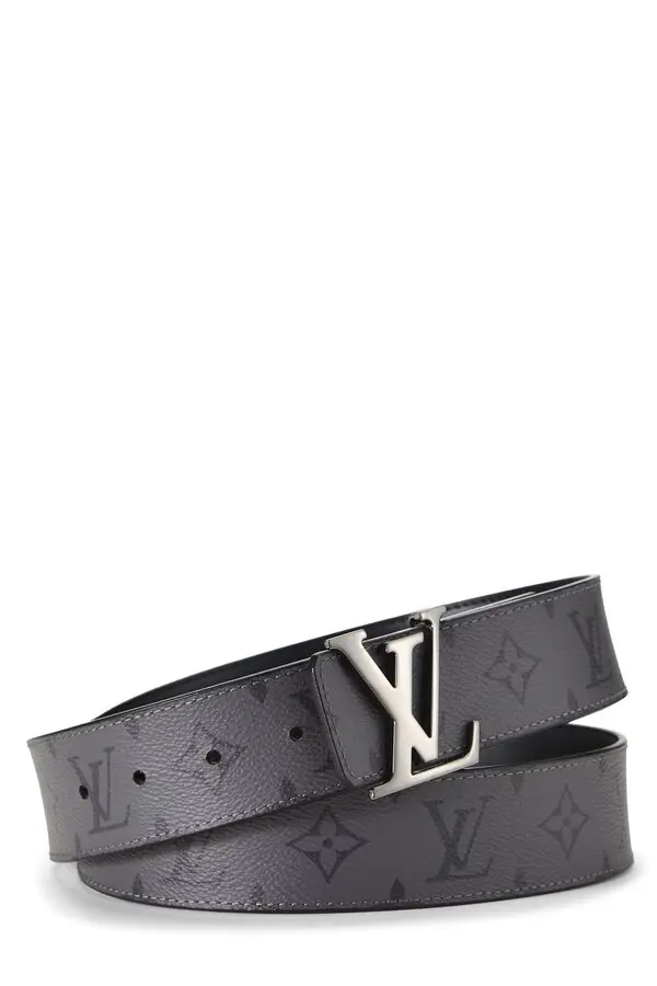 LOUIS VUITTON Monogram Eclipse Initiales Reversible Ceinture 110 - Grey