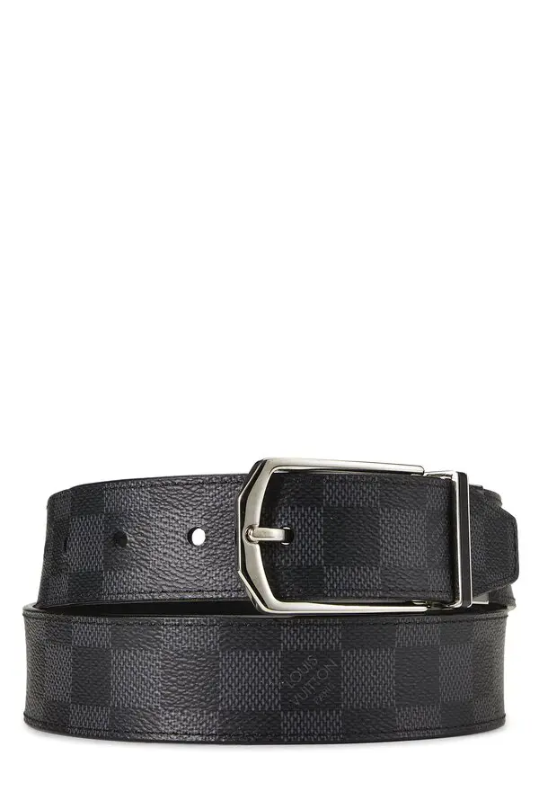 LOUIS VUITTON Damier Graphite Slender Reversible Belt - Black