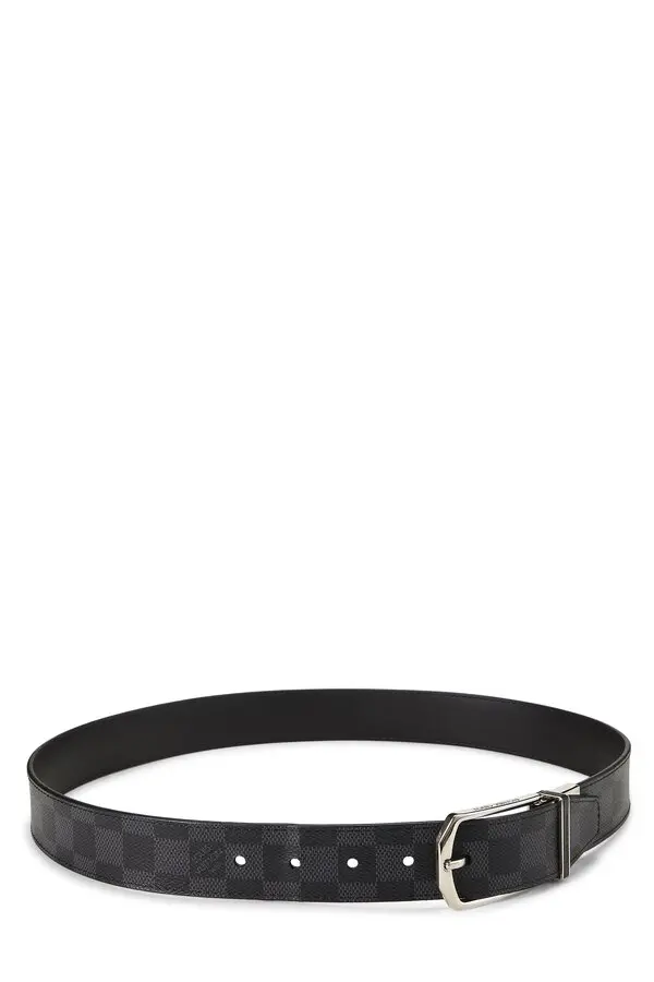 LOUIS VUITTON Damier Graphite Slender Reversible Belt