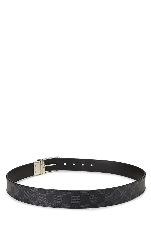 LOUIS VUITTON Damier Graphite Slender Reversible Belt