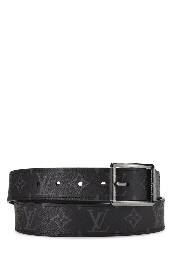 LOUIS VUITTON Monogram Eclipse Reverso Belt 100 - Black