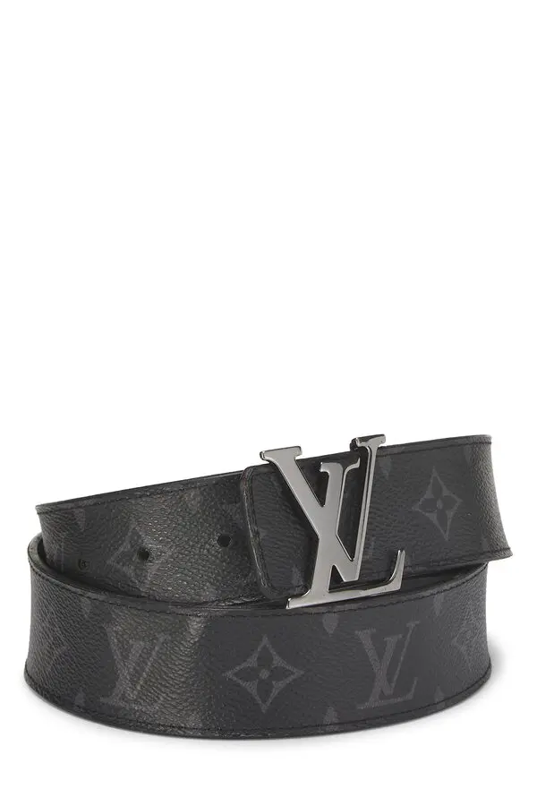 LOUIS VUITTON Monogram Eclipse Ceinture Initiales Belt - Black