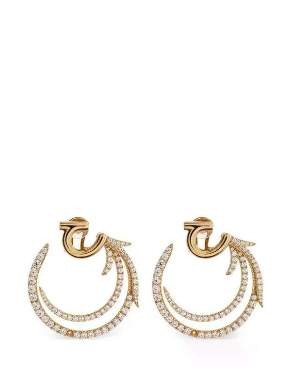 FERRAGAMO Crystal-embellished Hoop Earrings - Gold