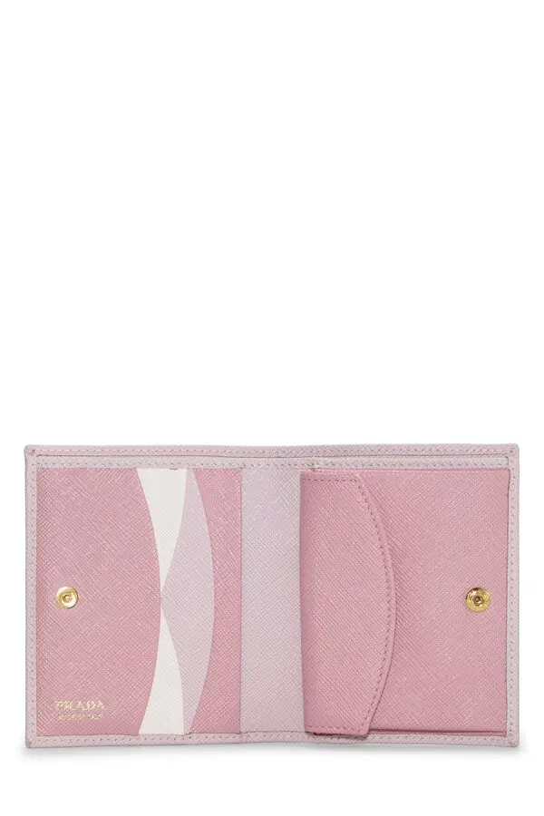 Prada Saffiano Compact Snap Wallet - Pink
