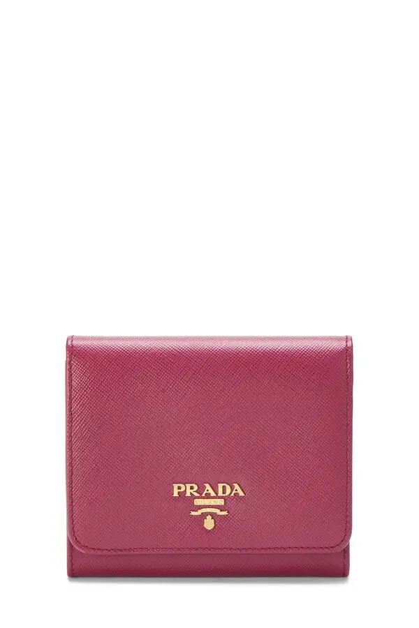 Prada Saffiano Compact Snap Wallet - Pink