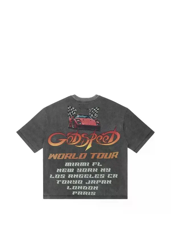 GODSPEED South Beach Drive Miami Superrun Graphic-print Acid-wash T-shirt - Grey