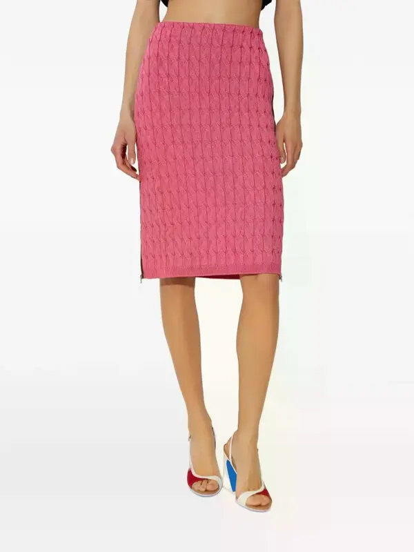 Fendi Cable-knit Side-zip Skirt