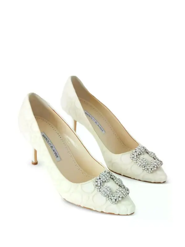 Manolo Blahnik Hangisi Crystal-buckle Pumps - Neutrals