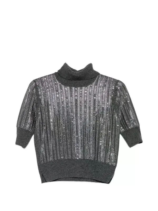 Ermanno Scervino Sequin-embellished Short-sleeve Sweater