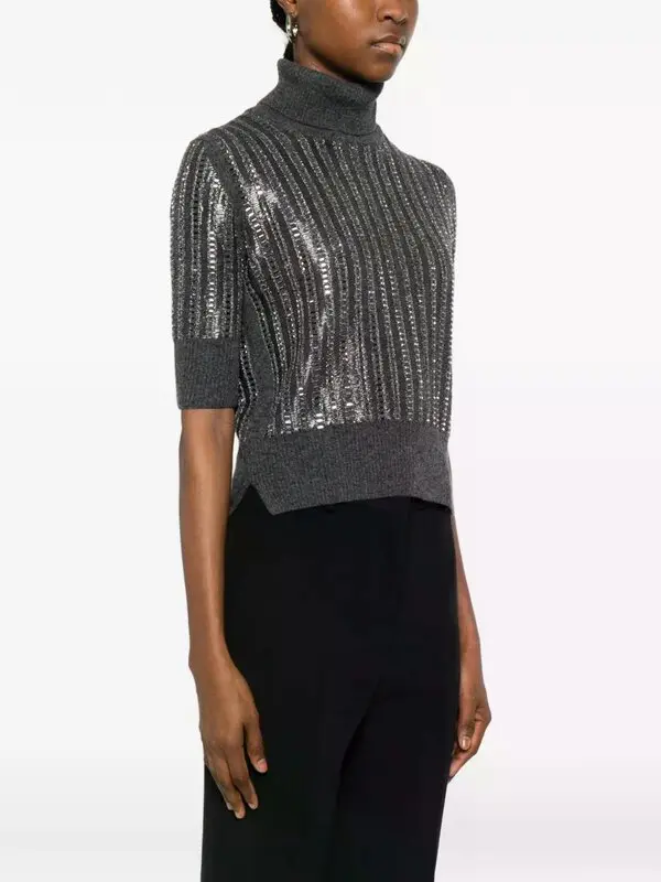 Ermanno Scervino Sequin-embellished Short-sleeve Sweater