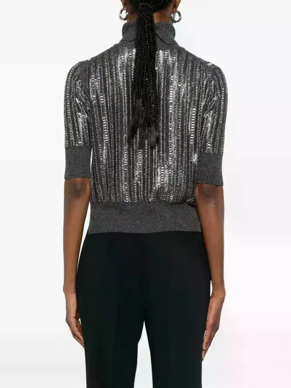 Ermanno Scervino Sequin-embellished Short-sleeve Sweater
