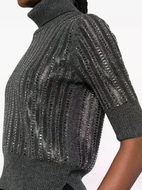 Ermanno Scervino Sequin-embellished Short-sleeve Sweater