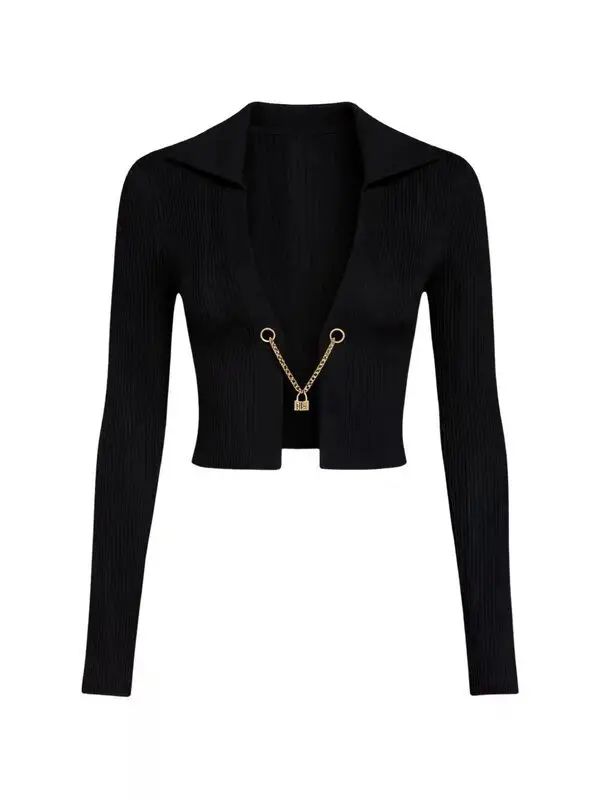 John Richmond Ribbed-knit Chain-link Cardigan