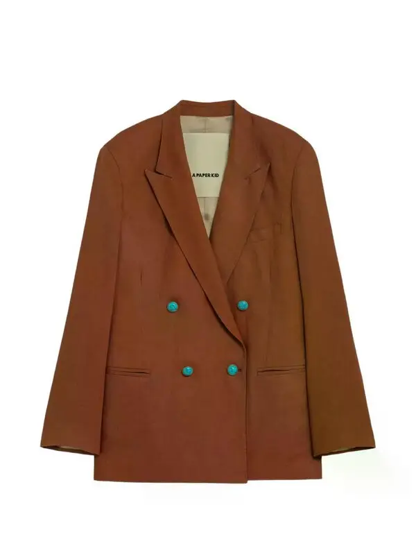 A PAPER KID Linen Double-breasted Blazer