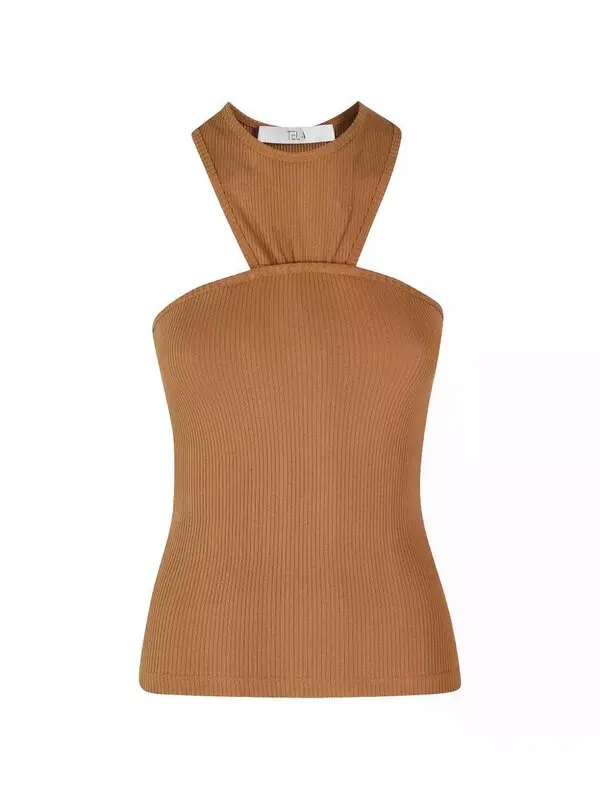 TELA Ribbed-knit Halterneck Top