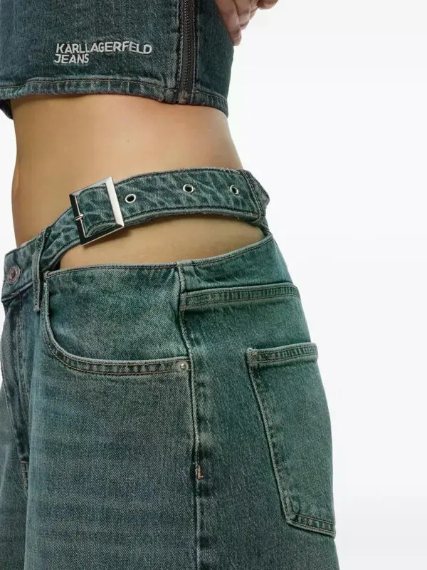 Karl Lagerfeld Buckle Cut-out Jeans