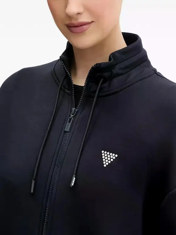Guess Embellished Logo Zip-up Sweatshirt - Black