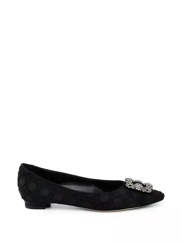 Manolo Blahnik Hangisi Crystal-buckle Ballet Flats - Black