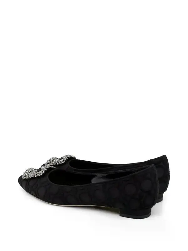 Manolo Blahnik Hangisi Crystal-buckle Ballet Flats - Black