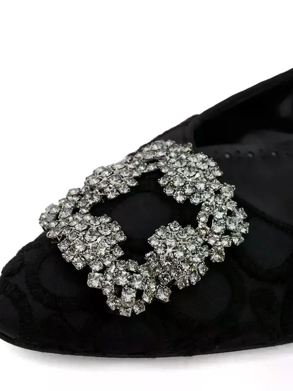Manolo Blahnik Hangisi Crystal-buckle Ballet Flats - Black