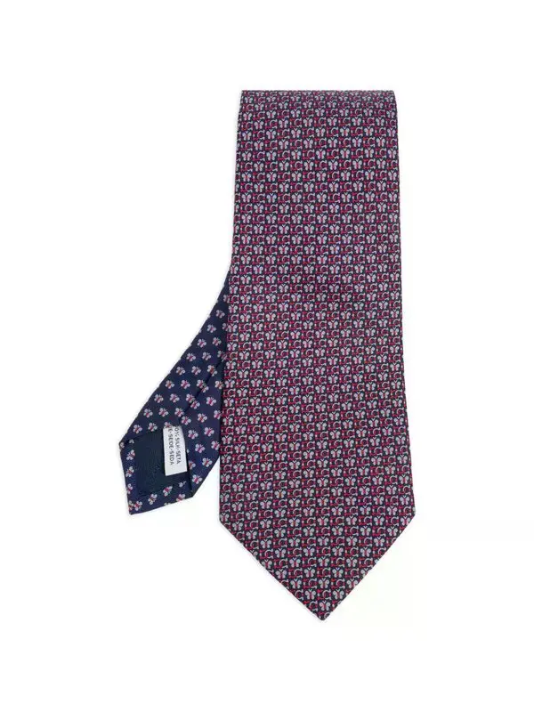 FERRAGAMO Butterfly-print Silk Neck Tie - Blue