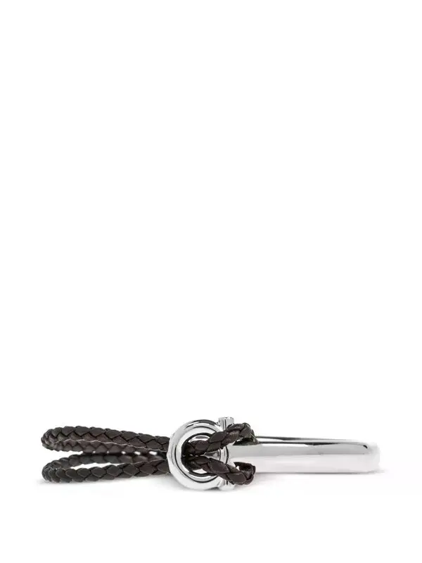 FERRAGAMO Gancini Braided-leather Bracelet - Silver